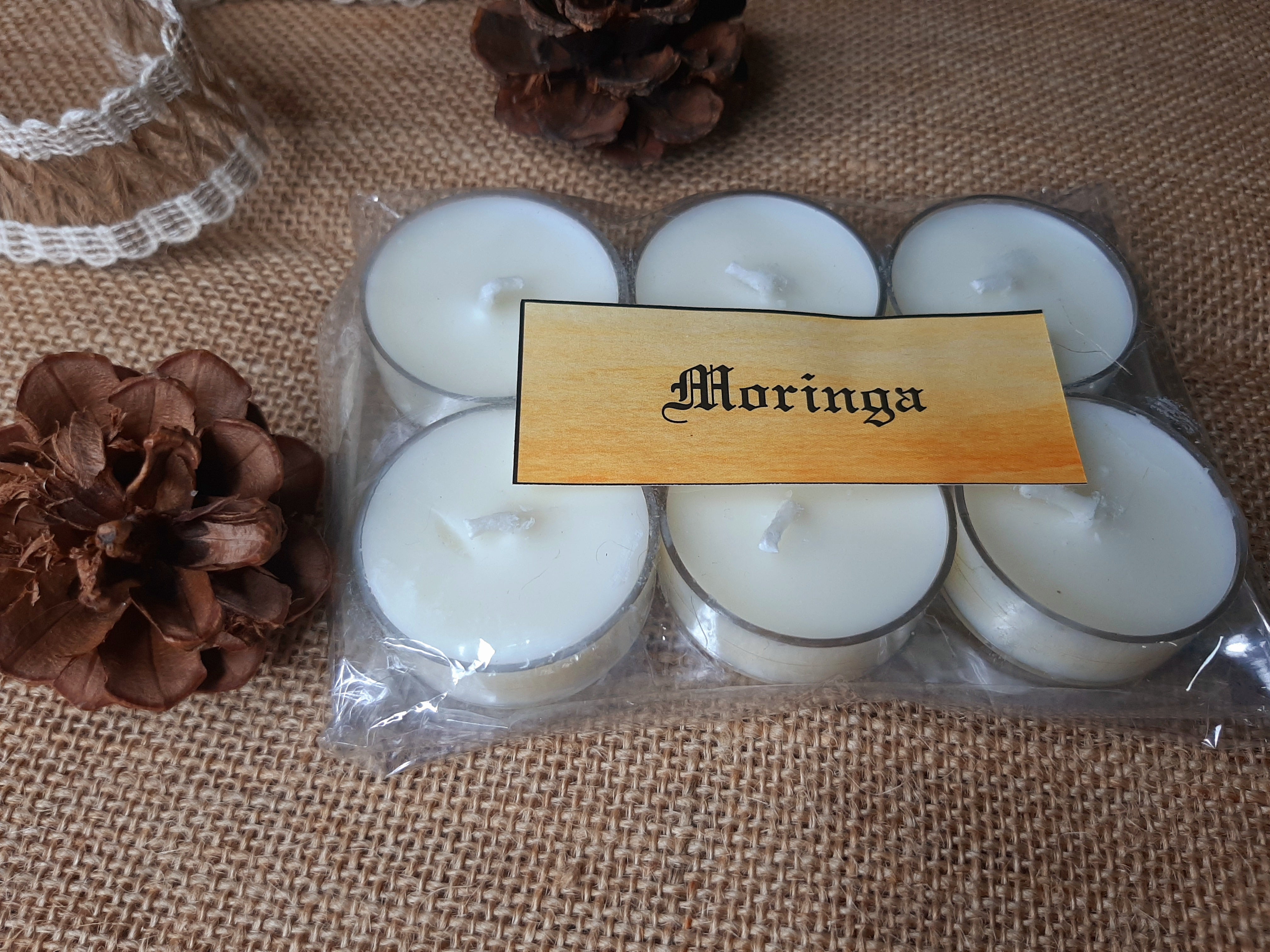 Moringa Tealight Candles | Set of 6 | Scented Candle | Burning hours ...